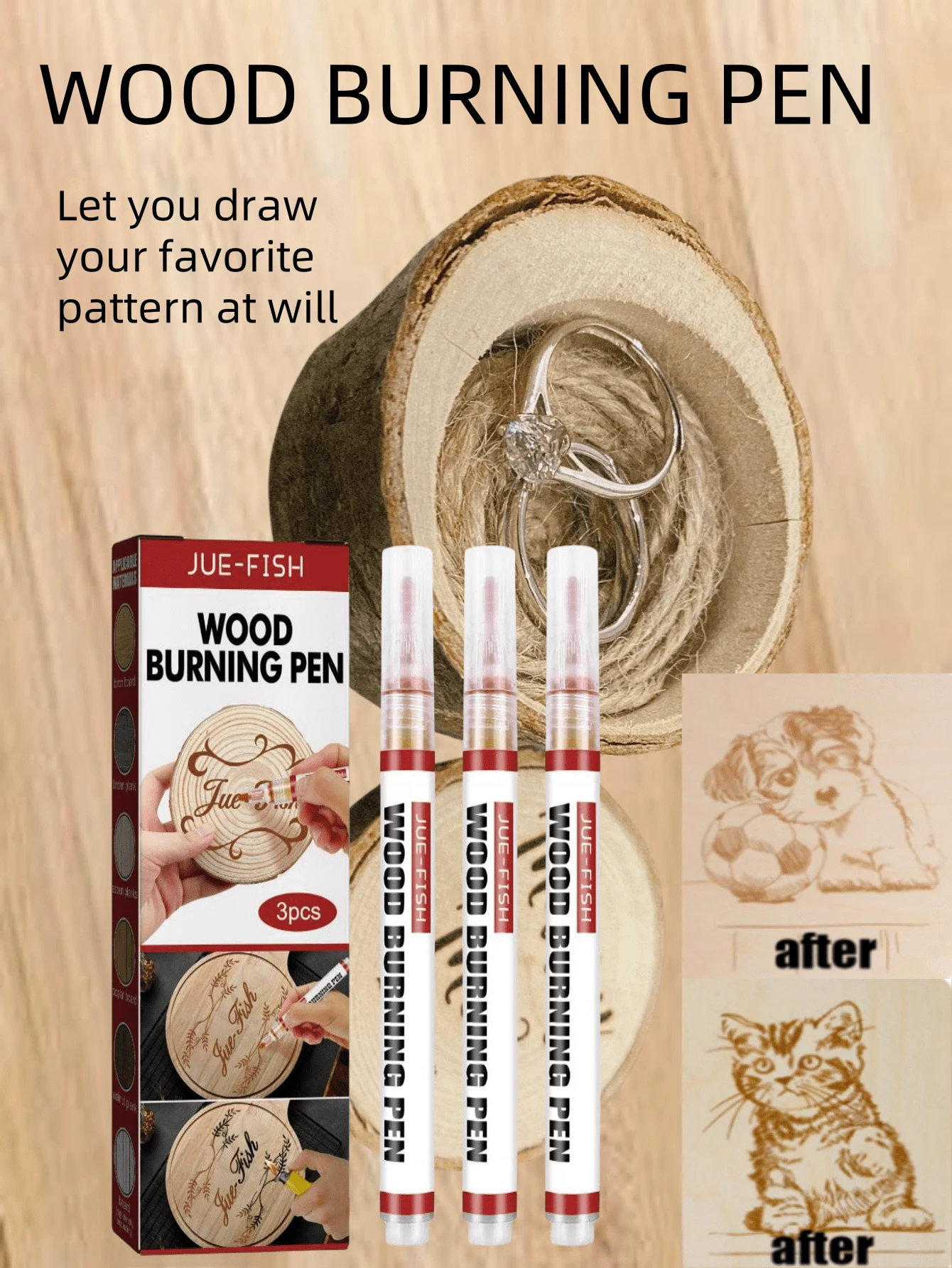 Wooden Burning Pen Kit, DIY Wood Burning Pyrography Pen & Marker Set ...
