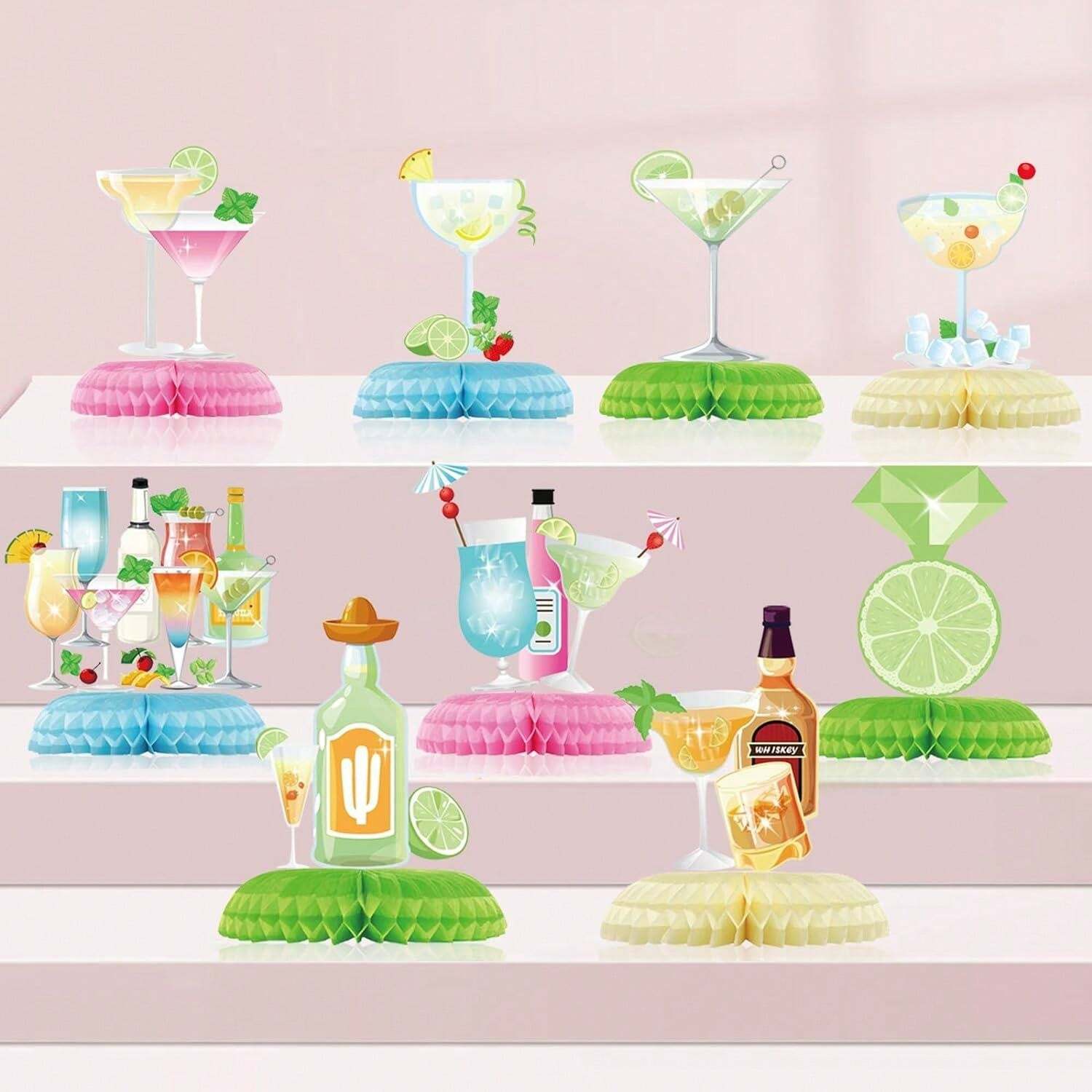 9 Pcs Margarita Party Birthday Decorations Wine Glass Ornament Margs ...