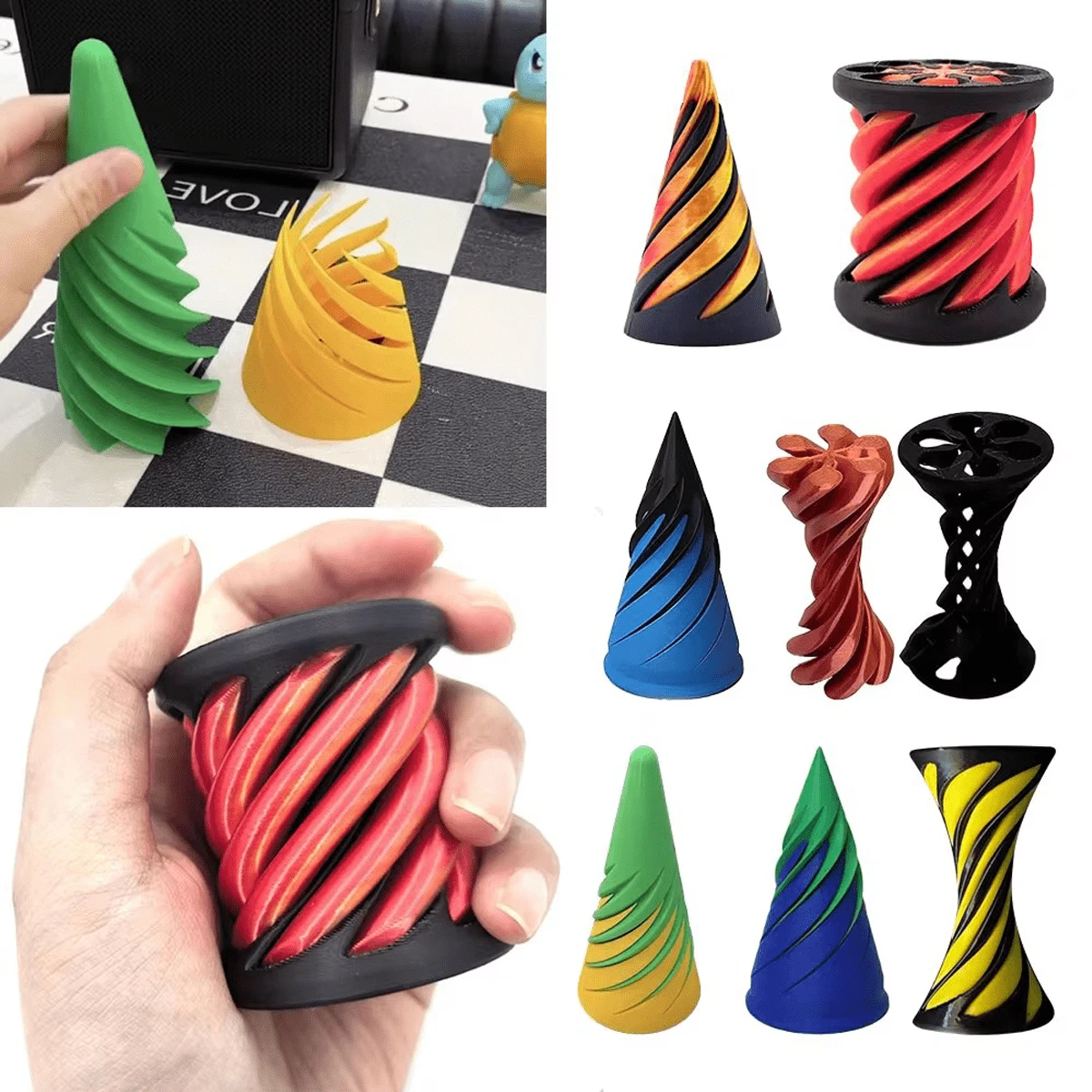 Impossible Pyramid Passthrough Sculpture 3D Printed Spiral Cone Stress ...
