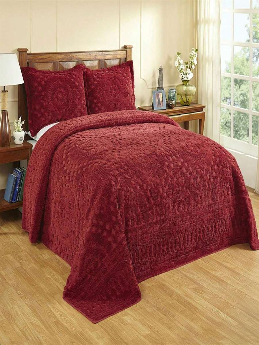 Better BSRKIBU 120 X 110 In. Rio Chenille Bedspread, Burgundy - King ...