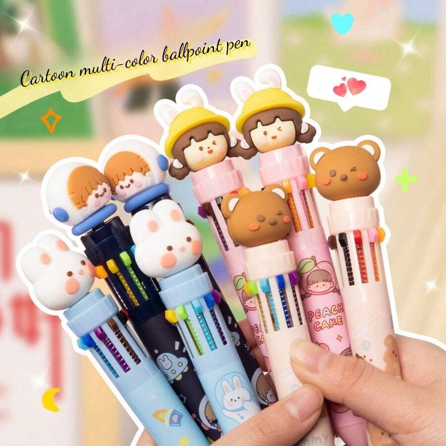 1pc/5pcs Creative Multicolor Ball Pen (1 Pen Contains 10 Colors ...