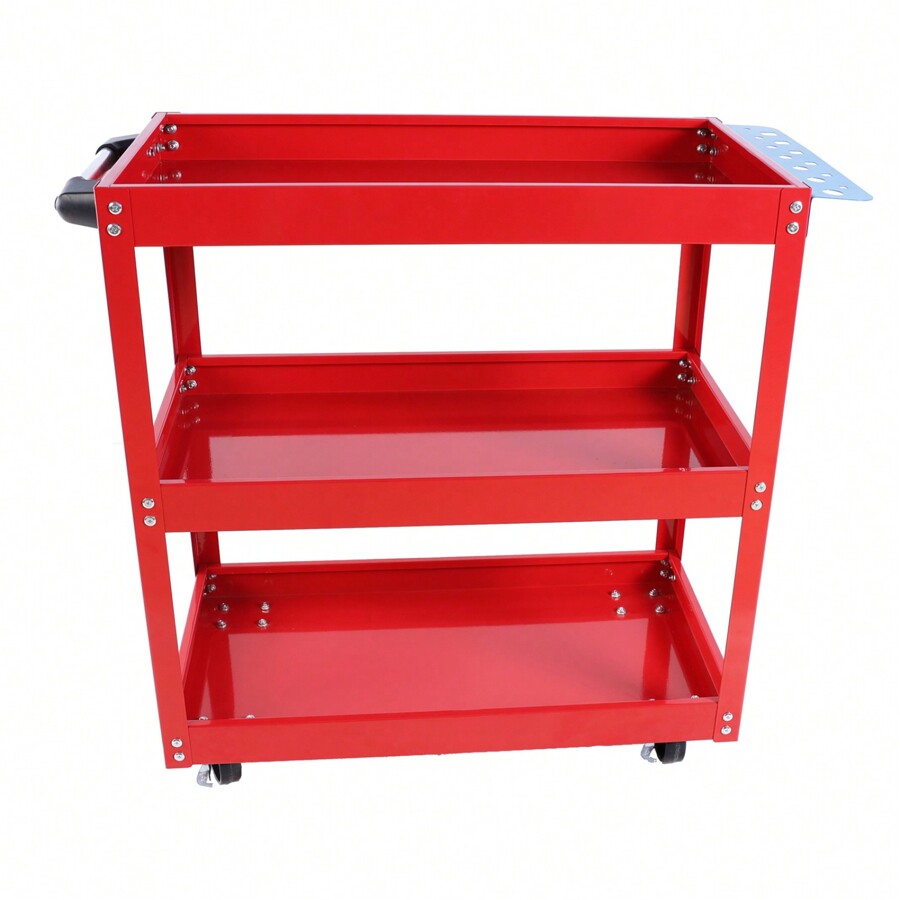 Heavy Duty 3 Tier Rolling Tool Cart On Wheels - 450 LBS Capacity, Lockable Wheels, Steel Utility ...