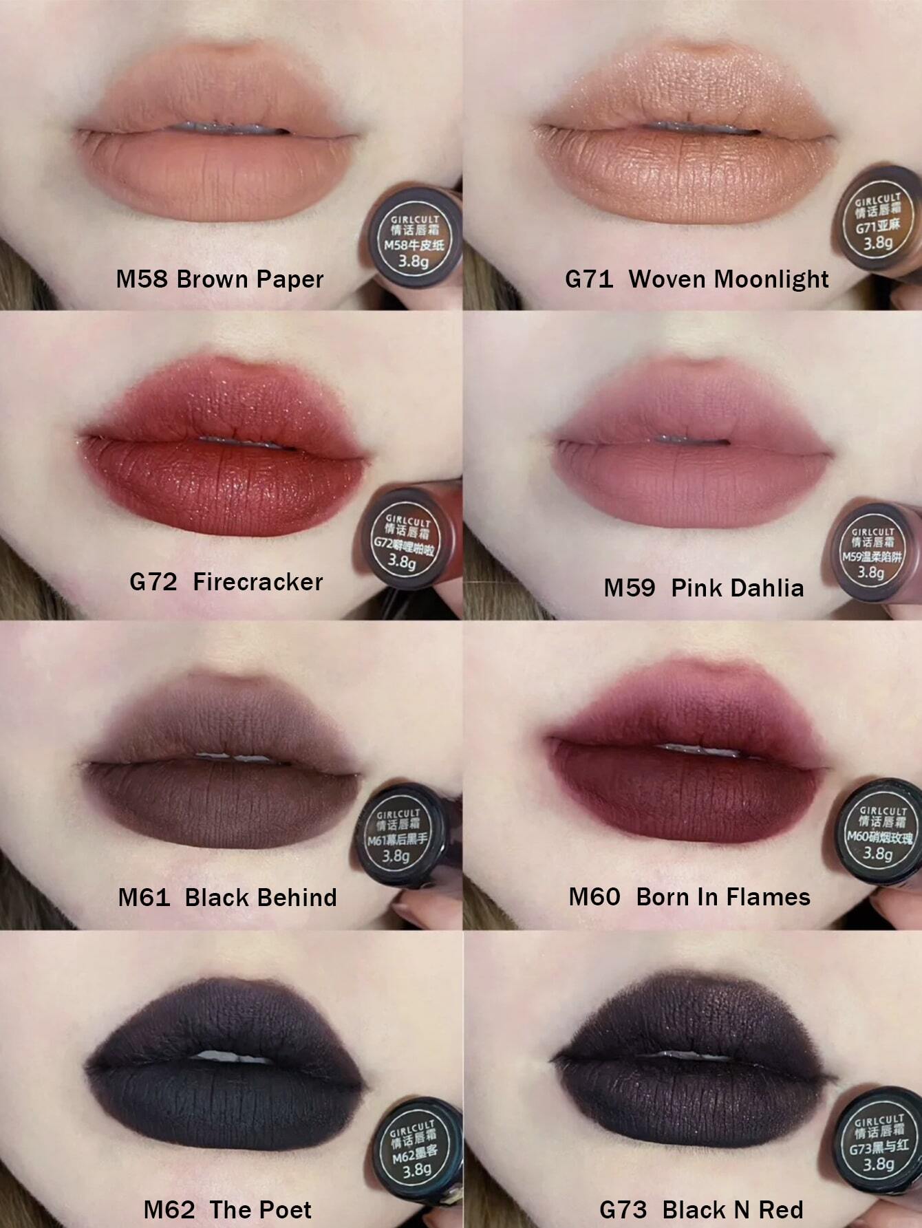 GIRLCULT Love Whisper M60 Born In Flames マットリップステイン - 革新的なマットtoグリッター処方、クリーミーでベルベットのような質感、軽量リキッド ...