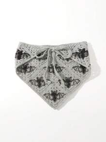 1pc Grey Knitted Bat Triangle Scarf Decoration Bandanas Head Bandana ...
