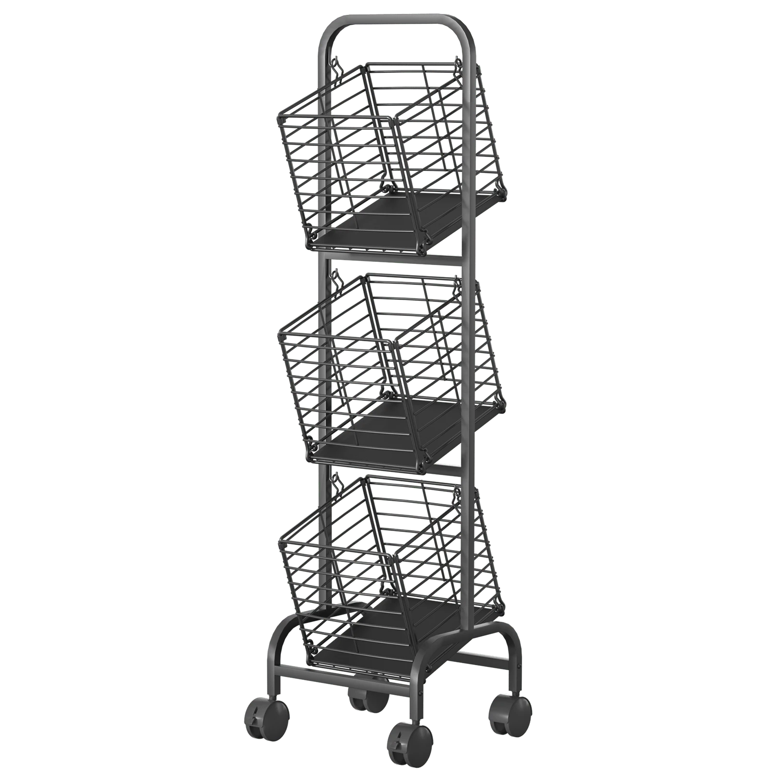 3-Tier Metal Basket Storage Shelves Rack Kitchen Basket Shelf Organizer ...