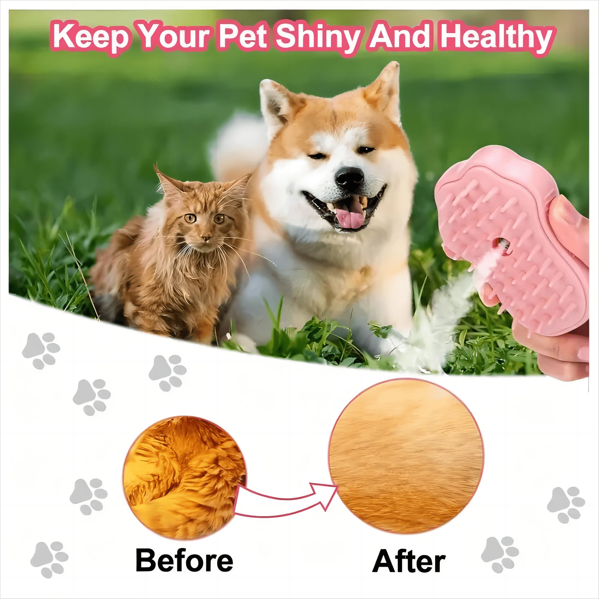 New Release Paw Shape Spray And Groom Steamer Brush 3 In 1 Steamy Dog ...