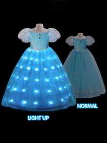 UPORPOR Light Up Girls Princess LED Dress Princess Dressing Up Clothes ...