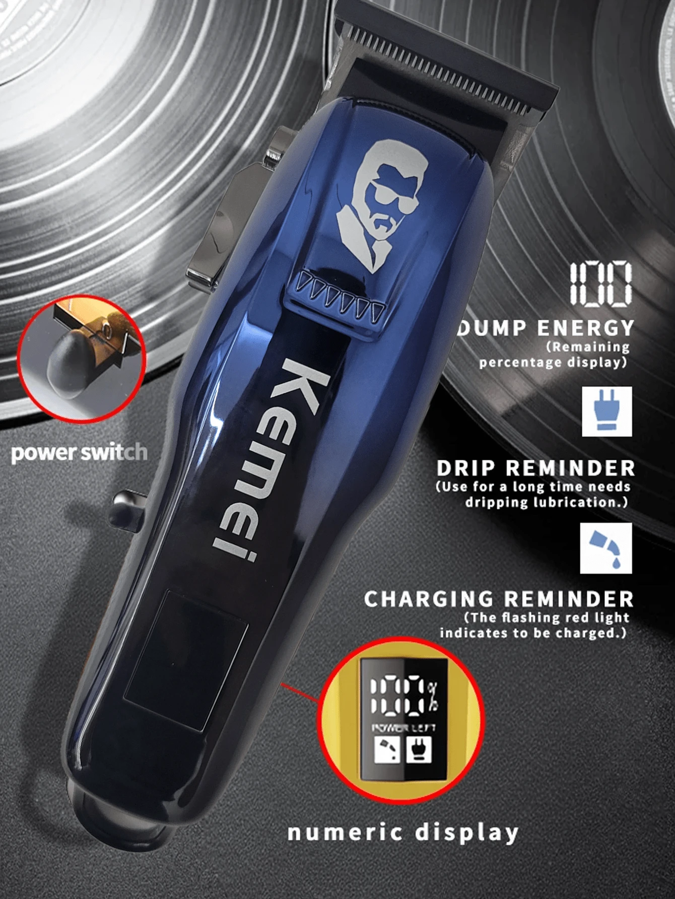 Kemei Kemei Professional High Quality Electric Hair Clipper KM-709A ...