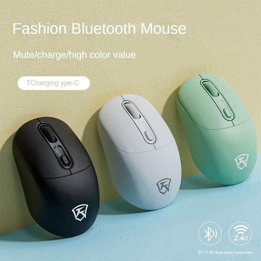 Bluetooth Tri-Mode Wireless Mouse Girls Cute Charging Models Mute Phone ...
