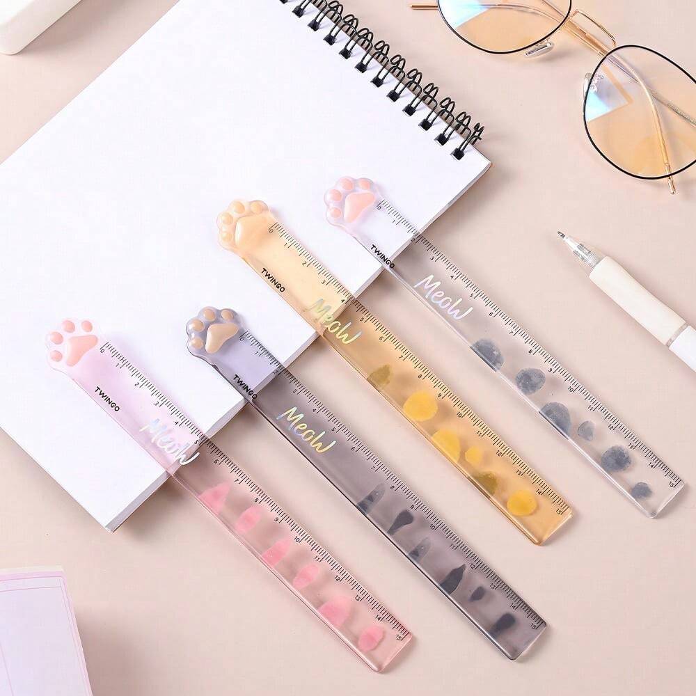 Transparent Camouflage Cat Paw Ruler, Cute Cartoon Cats Claw Ruler ...