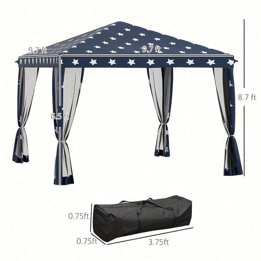 10 'x 10' Pop-Up Canopy Tent With Mesh, Instant Gazebo, Ez Up Screen ...
