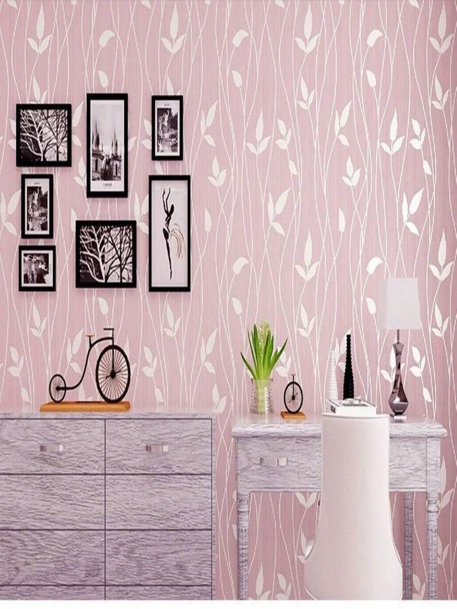 Modern Minimalist 3D Embossed Blue & White Leaf Non-Woven Fabric ...