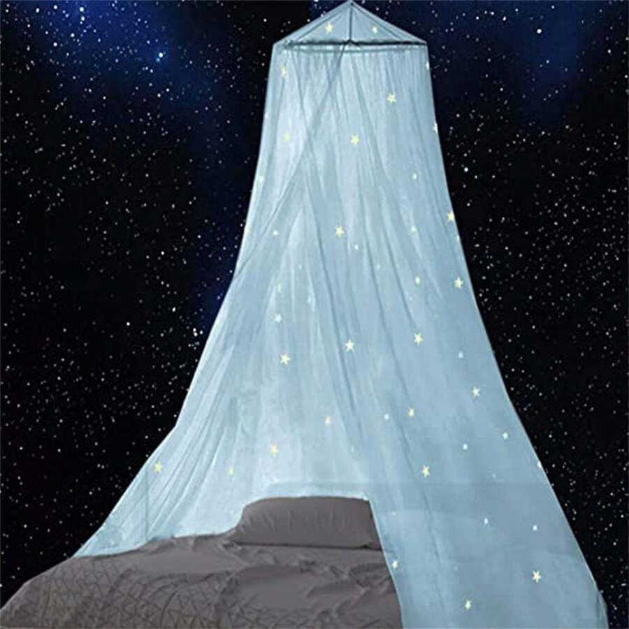 Glow-In-The-Dark Star Dome Mosquito Net, Round Hanging Mosquito Canopy ...