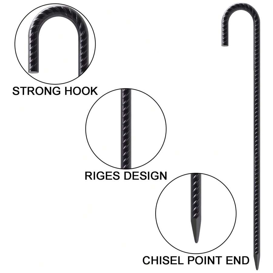 24 Inches Rebar Stakes Heavy Duty J Hook, Curved Steel Plant Support ...
