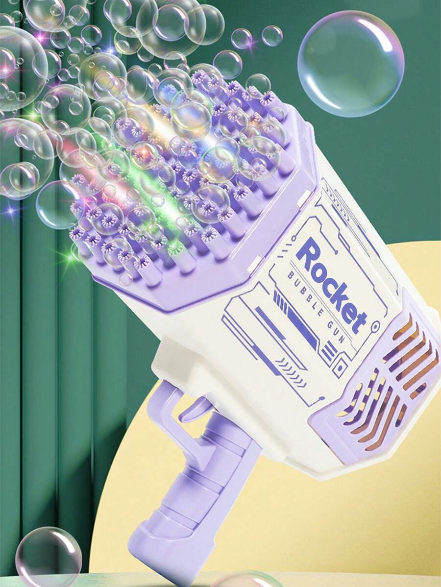 Multi-Hole Bubble Machine Toy, Kids Handheld Bubble Gun, Electric Light ...