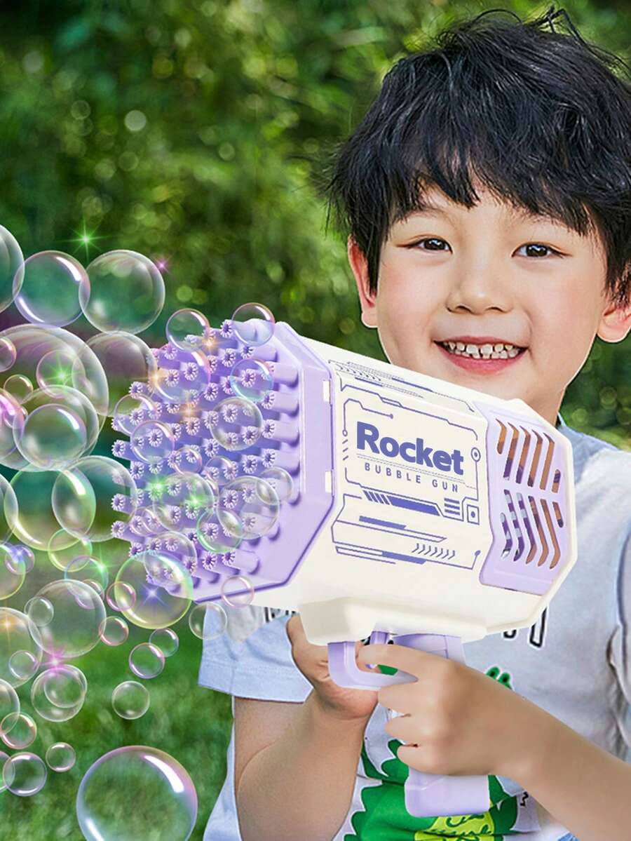 Multi-Hole Bubble Machine Toy, Kids Handheld Bubble Gun, Electric Light ...