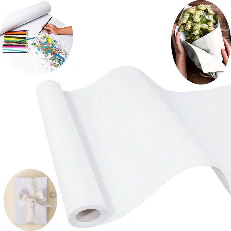 White Wrapping Paper Craft Paper Kraft Paper Roll, Bulletin Board Paper ...
