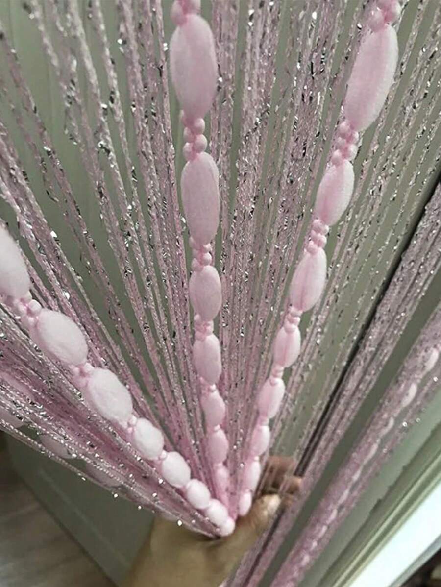 1pc Home Decoration Door String Curtain Flat Silver Ribbon Thread With Shaggy Tassel Room ...