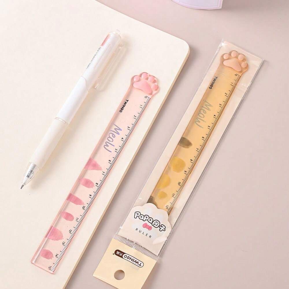 Transparent Camouflage Cat Paw Ruler, Cute Cartoon Cats Claw Ruler ...