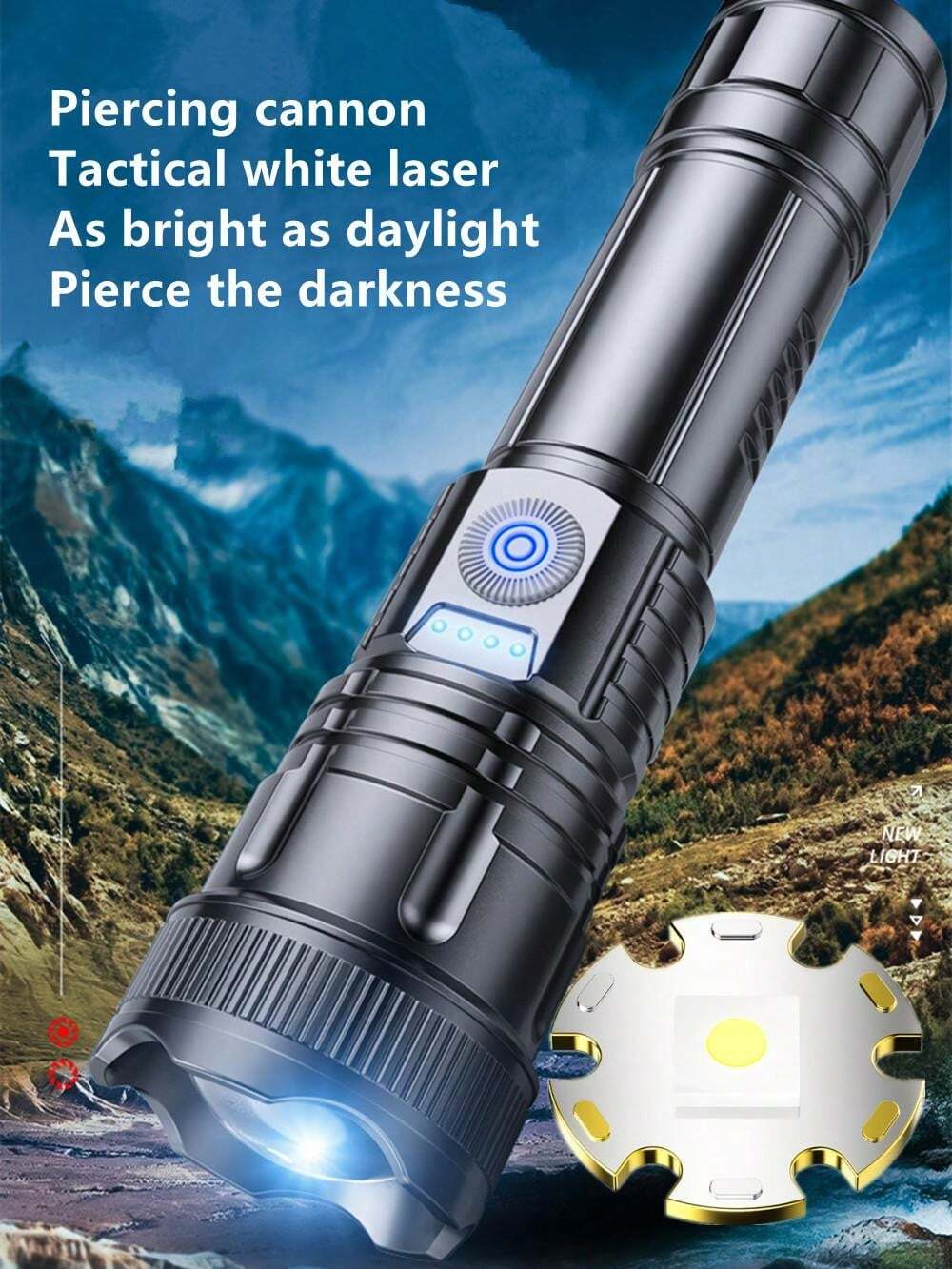 1 pieza Foco potente de largo alcance, linterna LED de alto brillo ...