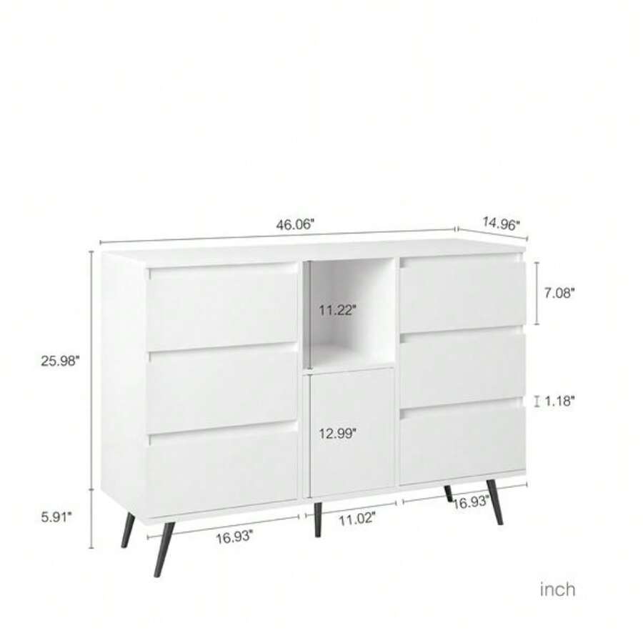 Living Room Sideboard Storage Cabinet White High Gloss With LED Light ...