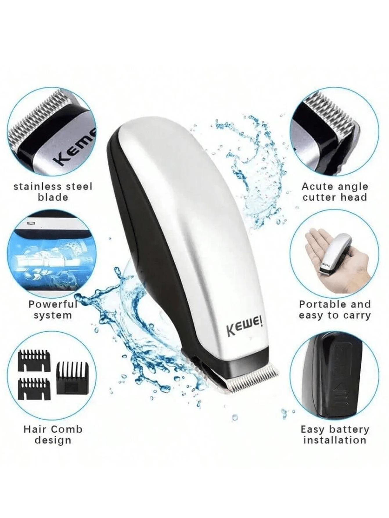 Kemei KM-666C High Quality Komei Electric Hair Clipper, Home Battery ...