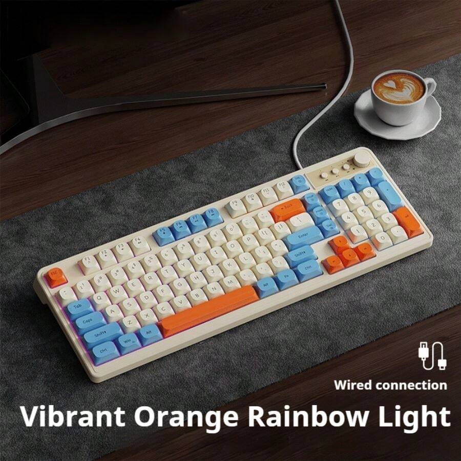 EWEADN Mechanical Feel Gaming Keyboard, With Rainbow Backlit USB Wired ...