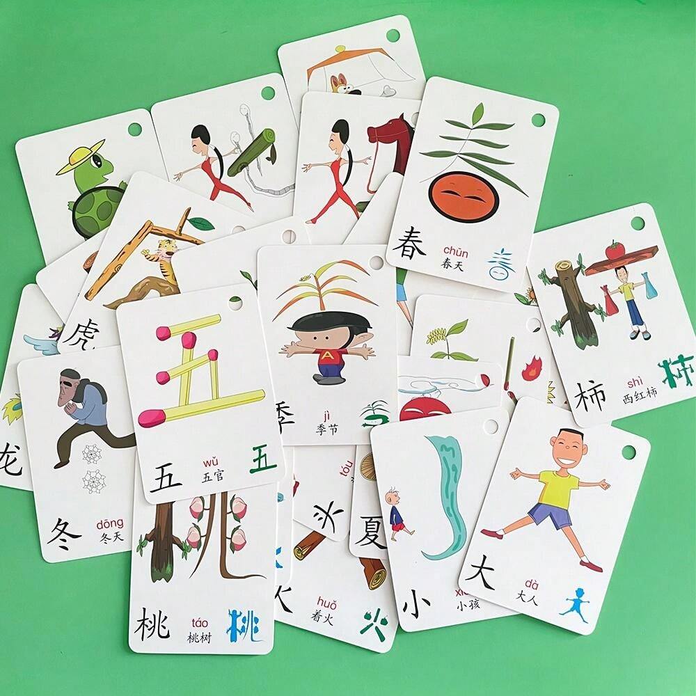 100 Chinese Literacy Cards Educational Preschool Toddler Flash Cards ...