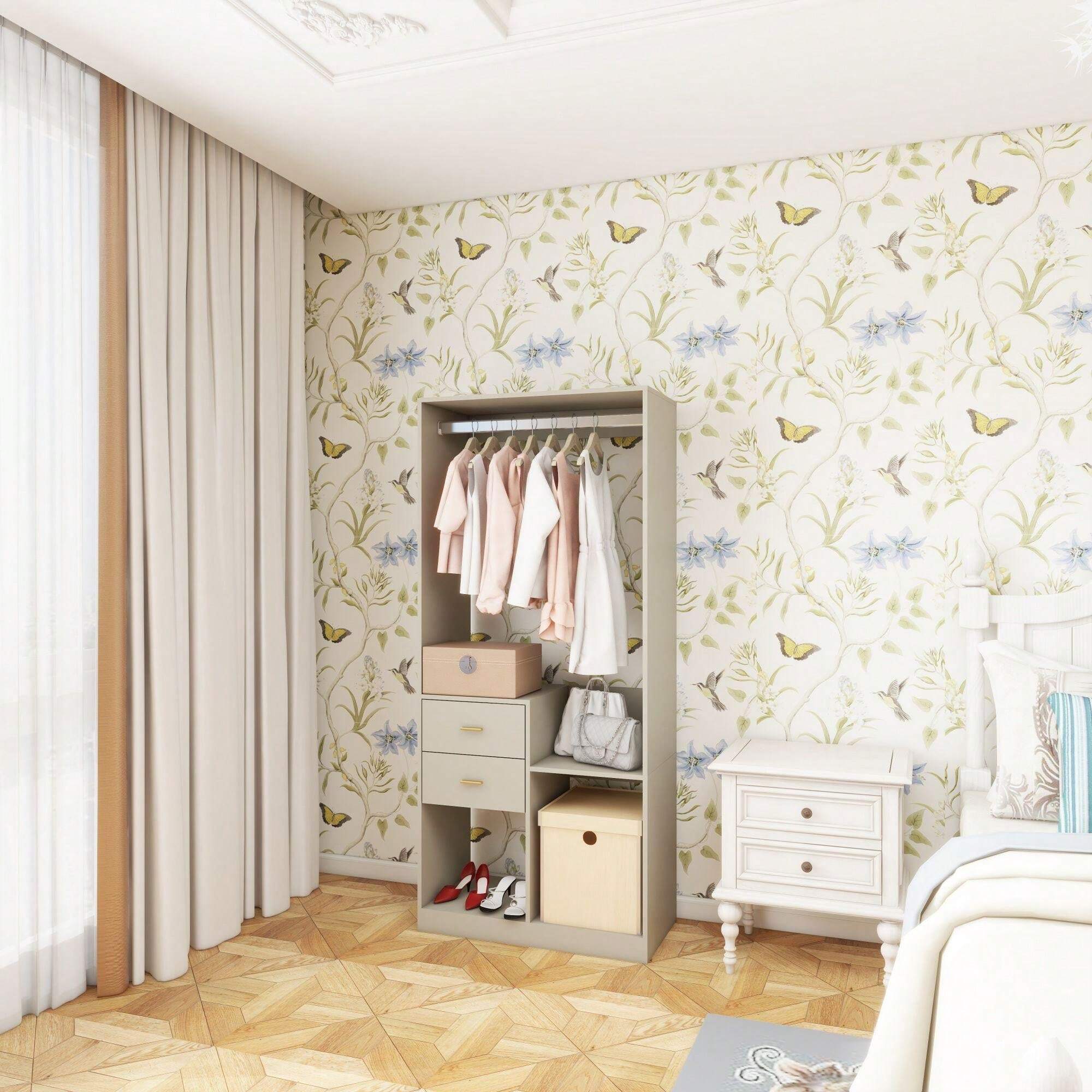 71"H Closet System With Drawers, Wooden Wardrobe Closet Organizer ...