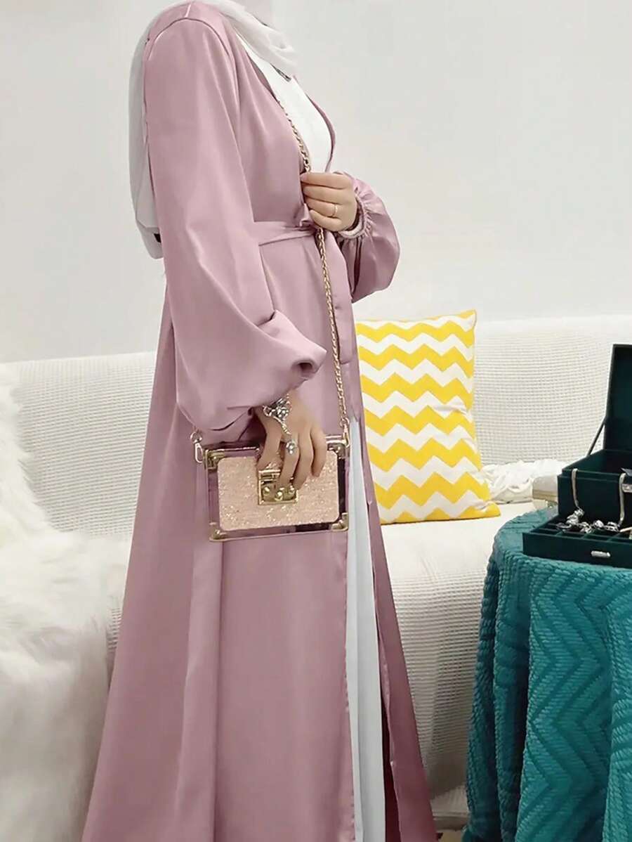 Women's Solid Color Minimalist Long Sleeve Robe Modest Abaya for Sale ...