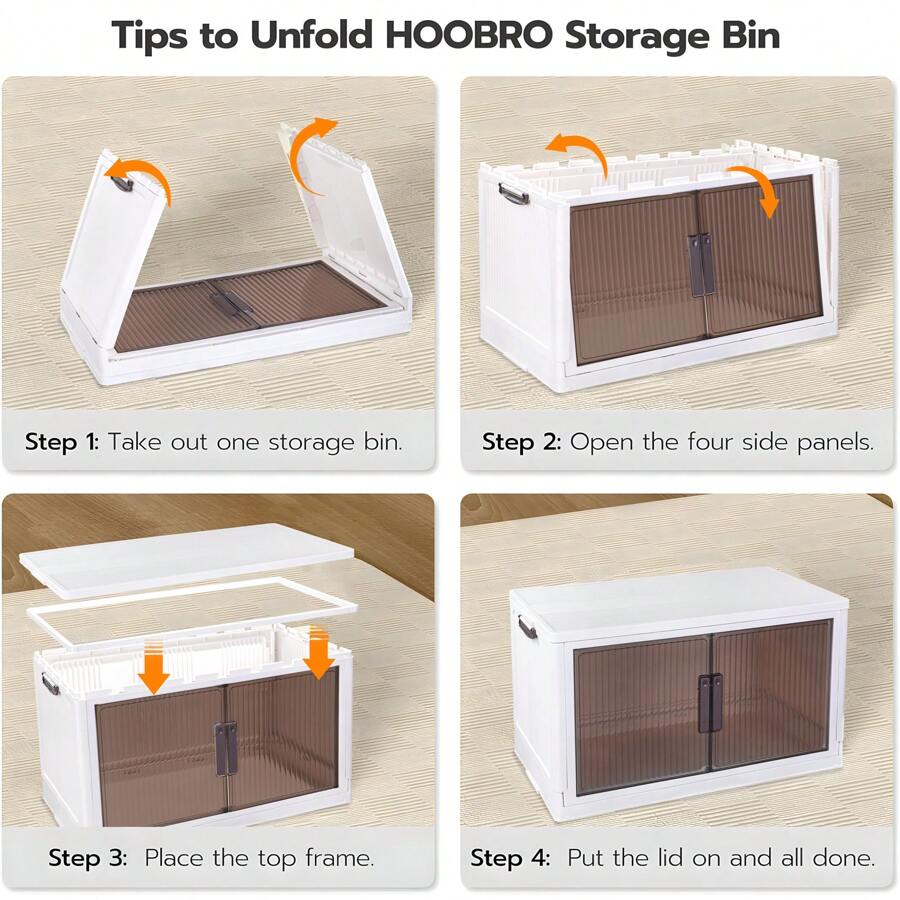 Plastic Storage Box With Lid, 3 Tier Collapsible Stackable Storage Box ...