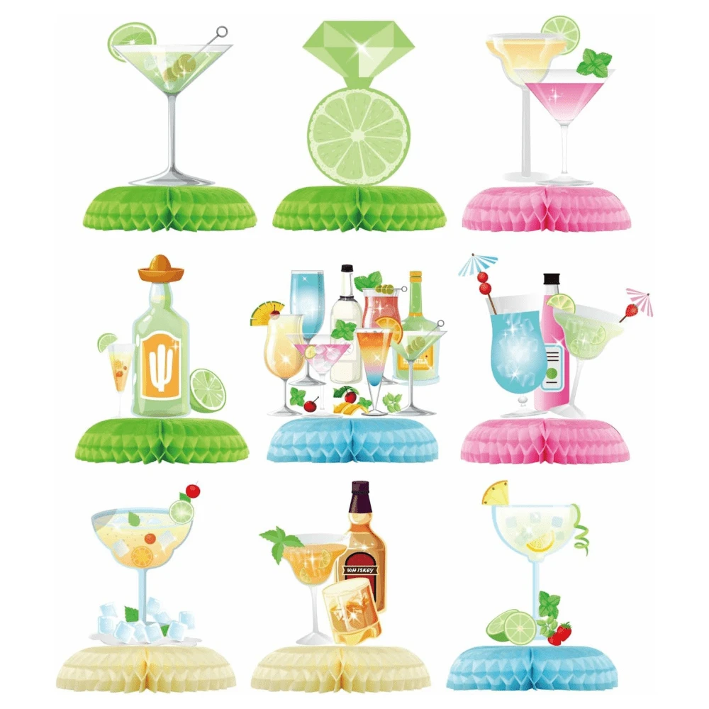 9 Pcs Margarita Party Birthday Decorations Wine Glass Ornament Margs ...
