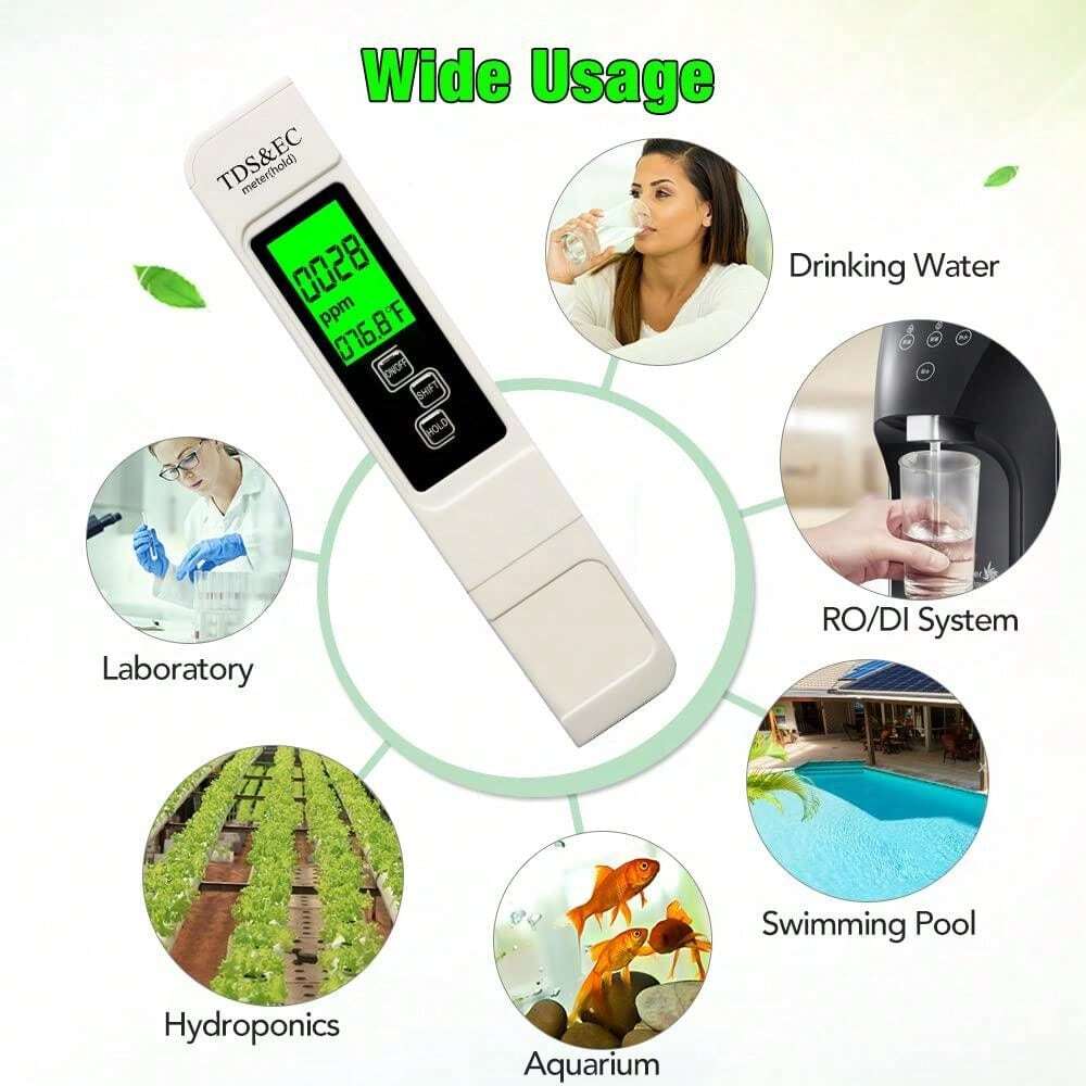 TDS Meter Digital Water Tester, TDS Tester 3-In-1 TDS Temperature And EC Meter, Ultrahigh ...