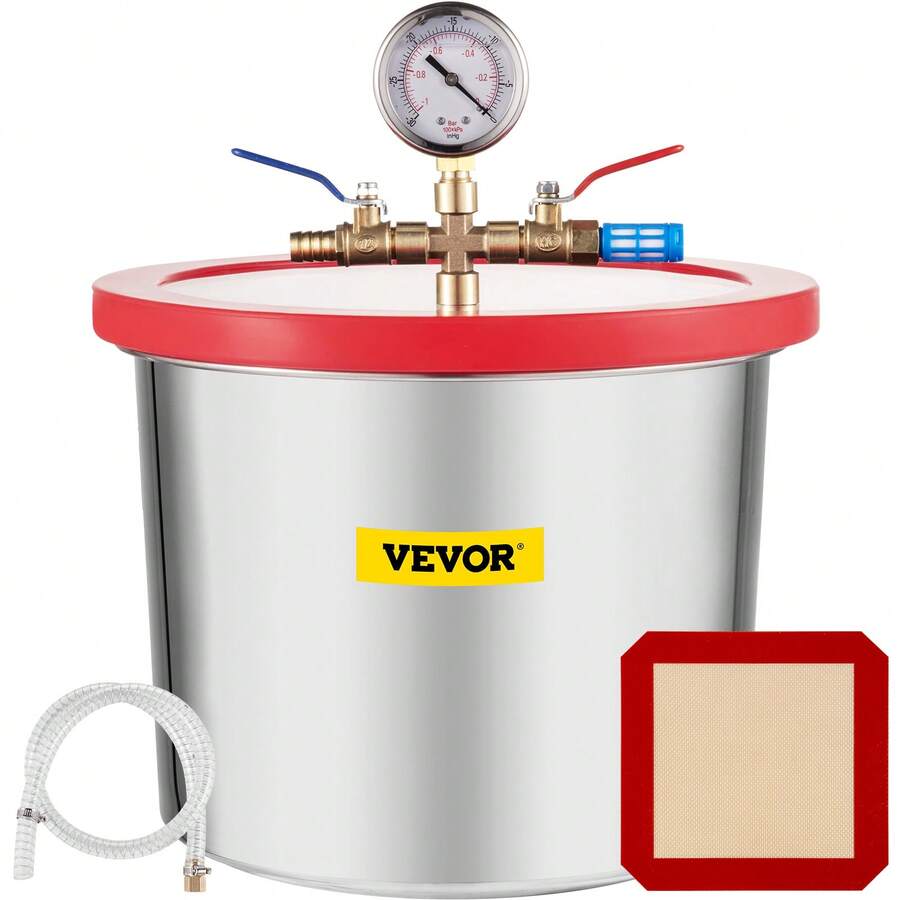 3 Gallon Vacuum Chamber, Upgraded Tempered Glass Lid Vacuum Degassing ...