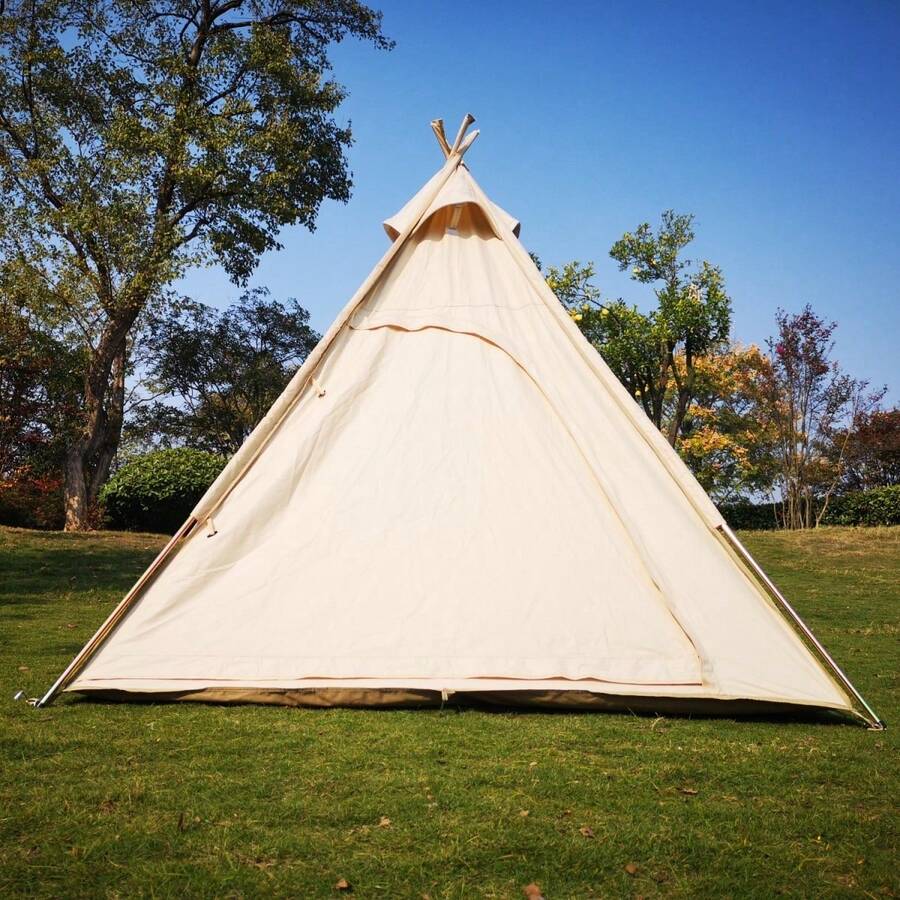 Outdoor 7FTX7FTX6.5FT Cotton Canvas Camping Pyramid Tent Adult Tipi ...