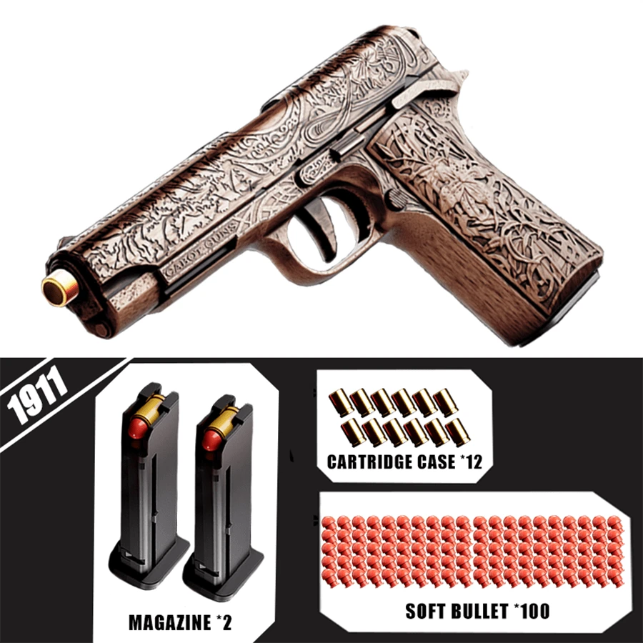 M1911 Brand New Carved Pattern Toy Gun Soft Bullet Gun Pistol [Upgraded ...