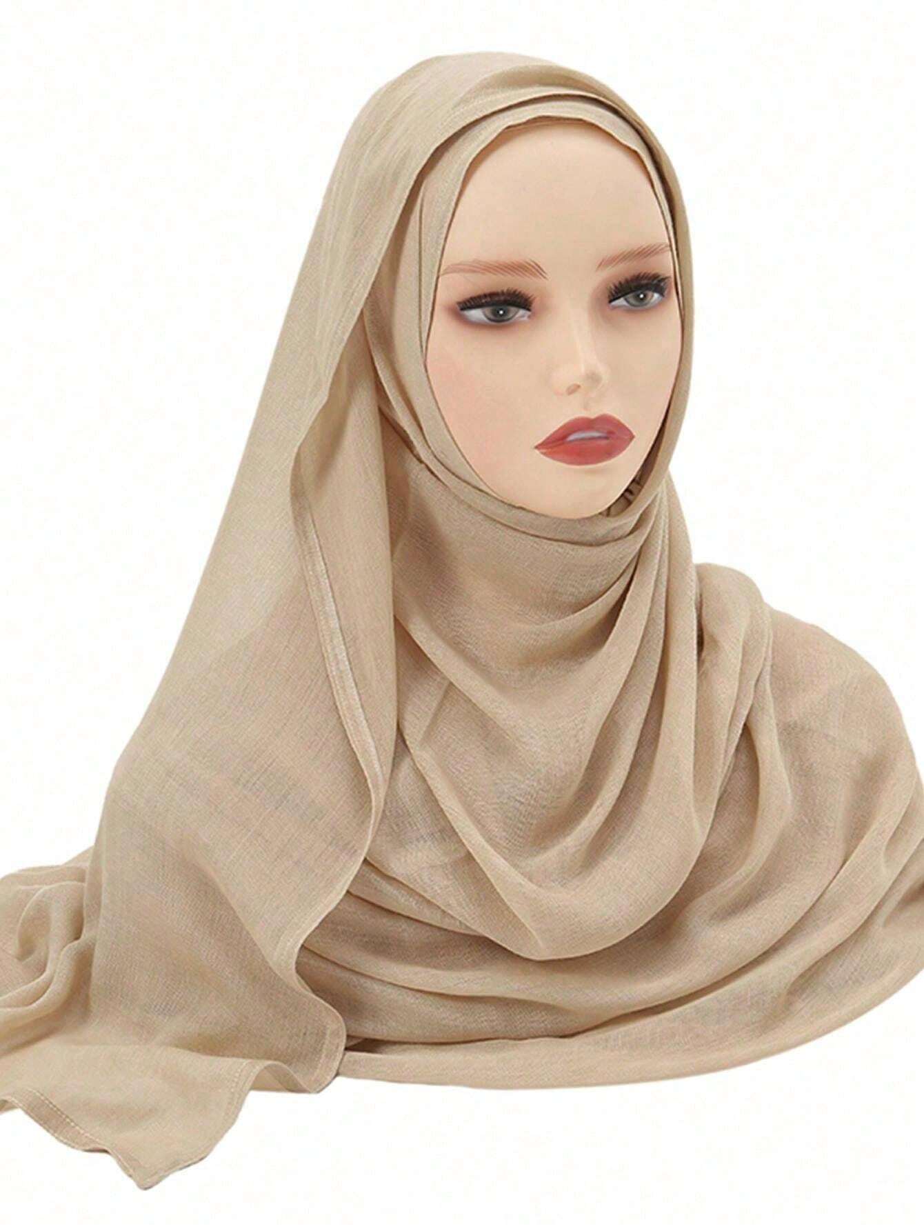1pc Women Silky Wide-Brimmed Headscarf, Fashion Breathable Long Hijab ...