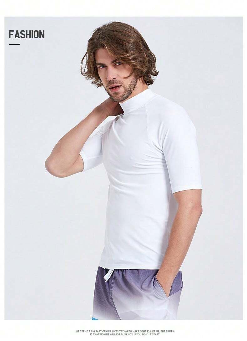 Men's Short Sleeve Rash Guard Wetsuit, Quick Dry SPF Swimsuit For ...