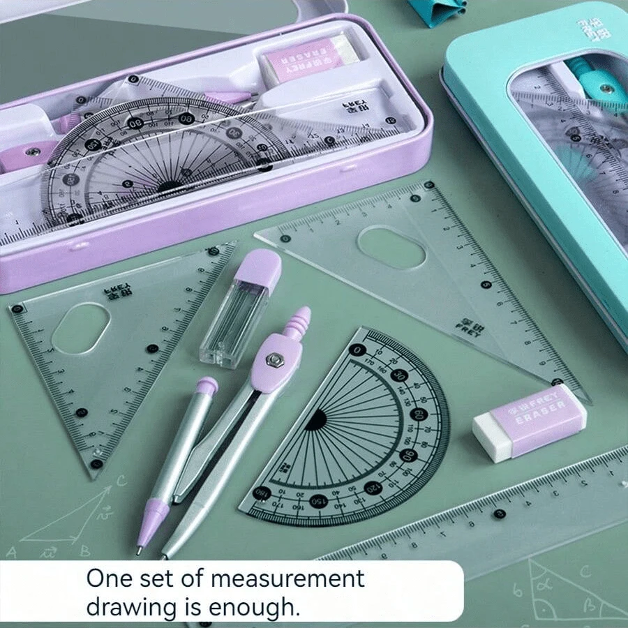 7pcs Compass, Ruler, Drawing Supplies Set For Students, Including ...