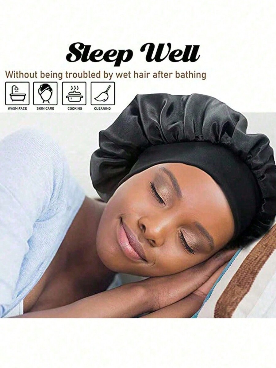 1/2/4/6/8Pcs Ladies' Solid Color Wide-Brimmed Elastic Bonnets - Silky ...