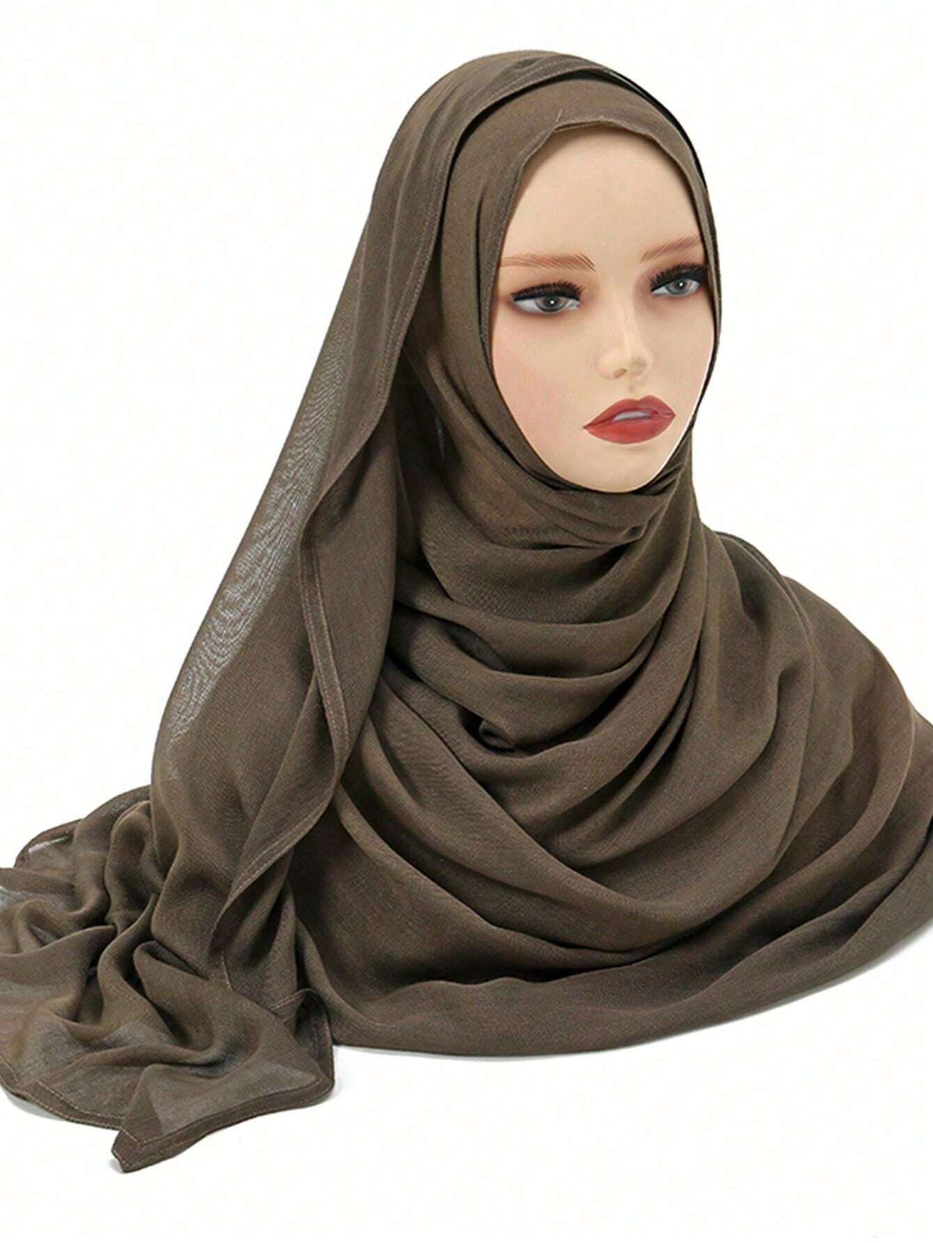 1pc Women Silky Wide-Brimmed Headscarf, Fashion Breathable Long Hijab ...