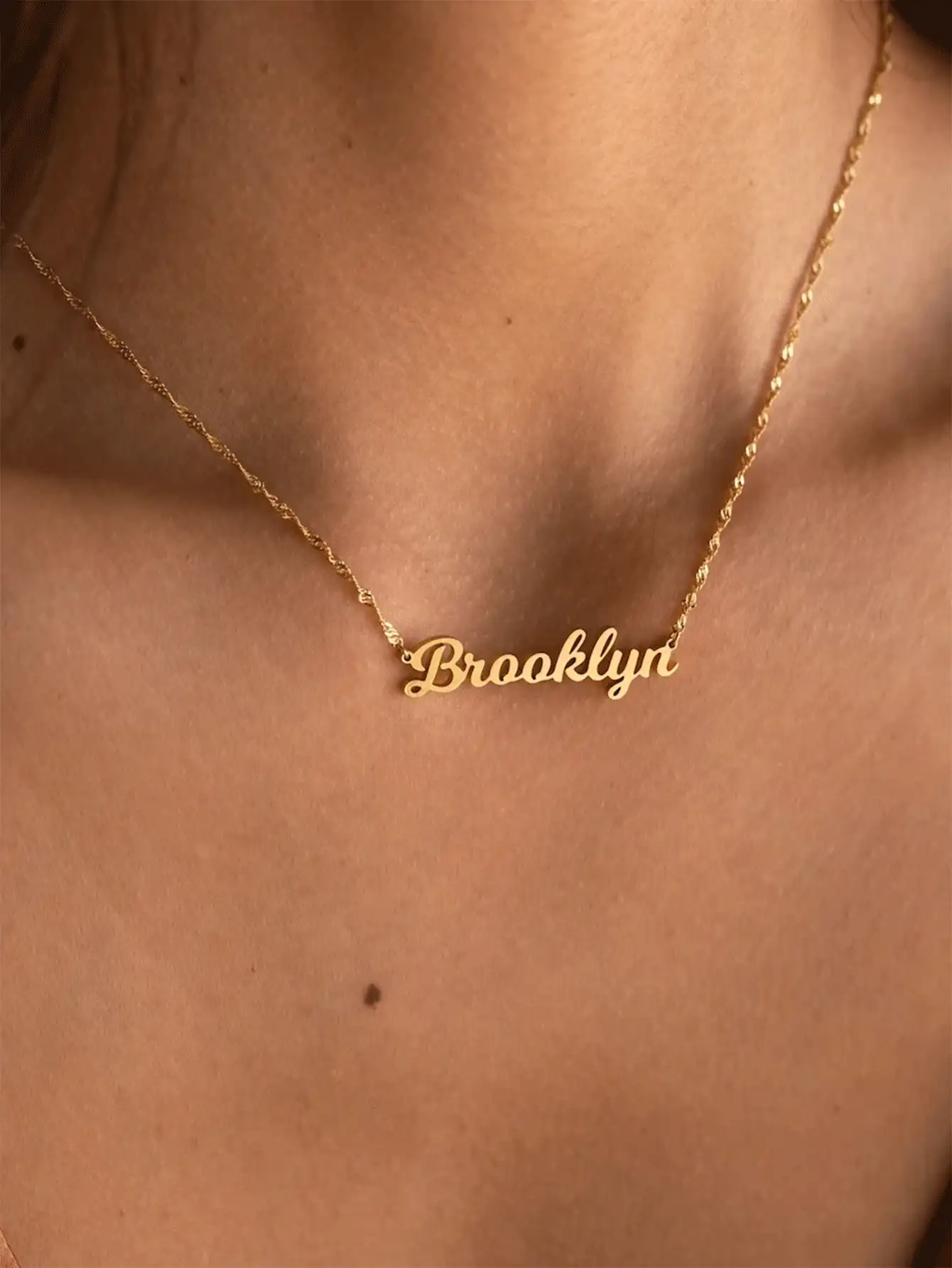 1pc Customized Necklace For Women Gold Color Water Wave Chain Necklace ...