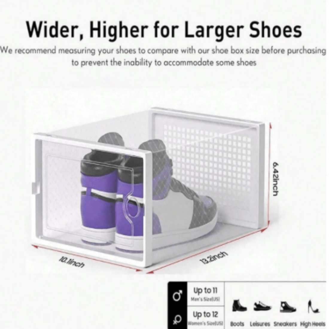 Shoe Storage Boxes, Large Clear Plastic Stackable Shoe Organizer For ...