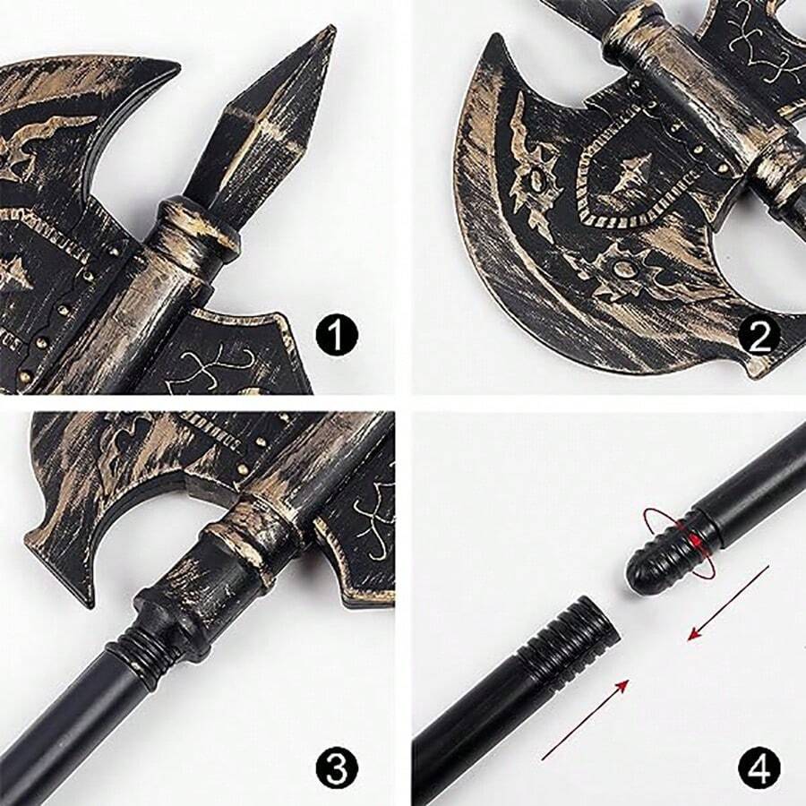 Halloween Weapons Executioner's Axe Medieval Costume Battle Axe With Collapsible Handle Fake ...