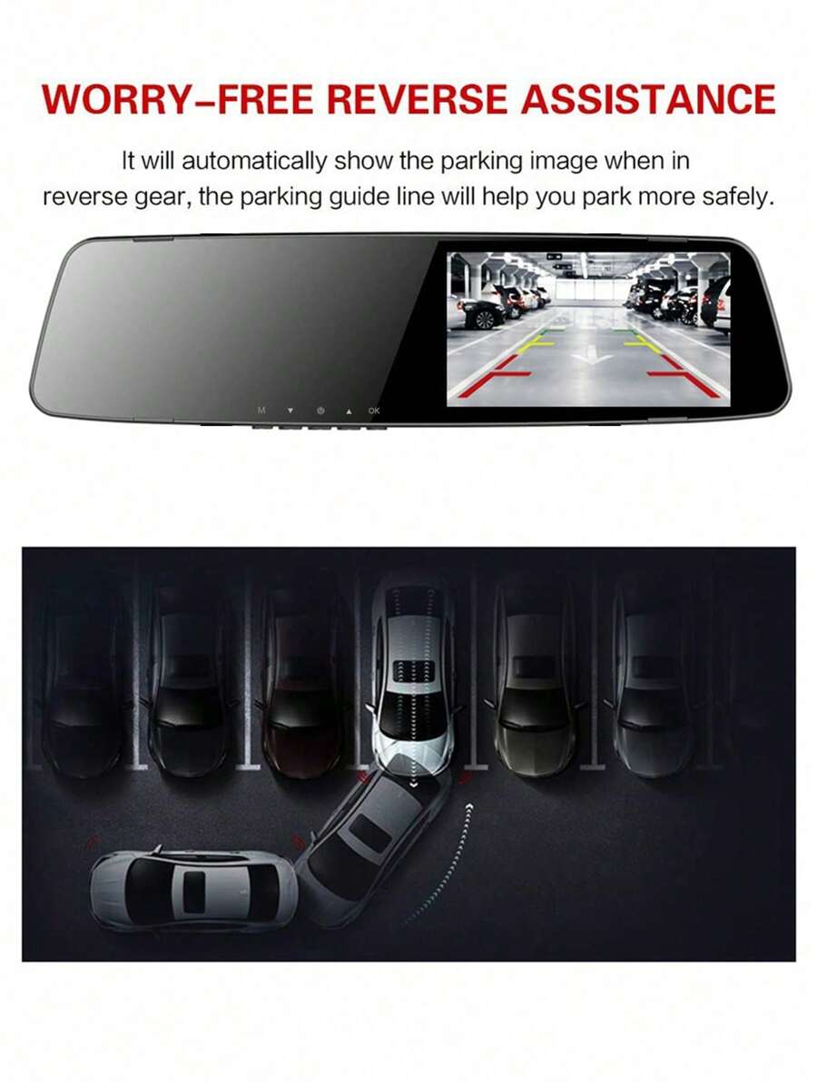 Car DVR Rear View Mirror Video Recorder, 4.3 Inch Dual Len Cam Car ...