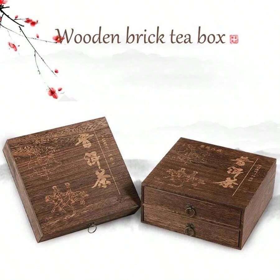 Single Soild Wood Tea Boxes Chinese Bamboo Pu'er Tea Cake Box Household ...