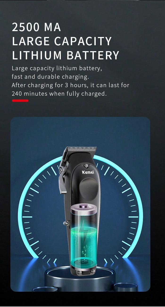 ماكينة حلاقة الشعر القابلة لإعادة الشحن Kemei Km-H72 بقوة 2500مللي أمبير من البطارية الليثيوم ...