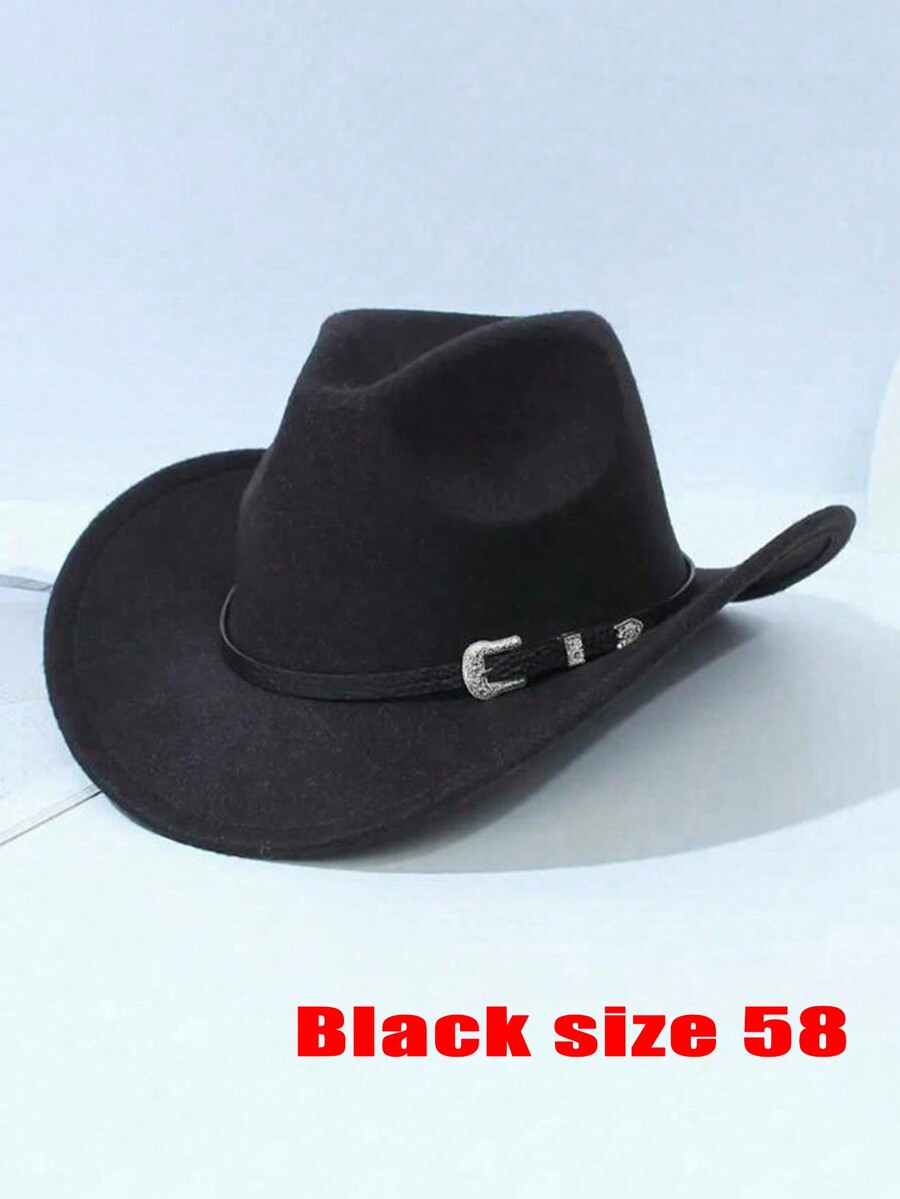 Women's Polyester Cowboy Hat, Black Cowboy Hat Fedora Soft Top Hat ...