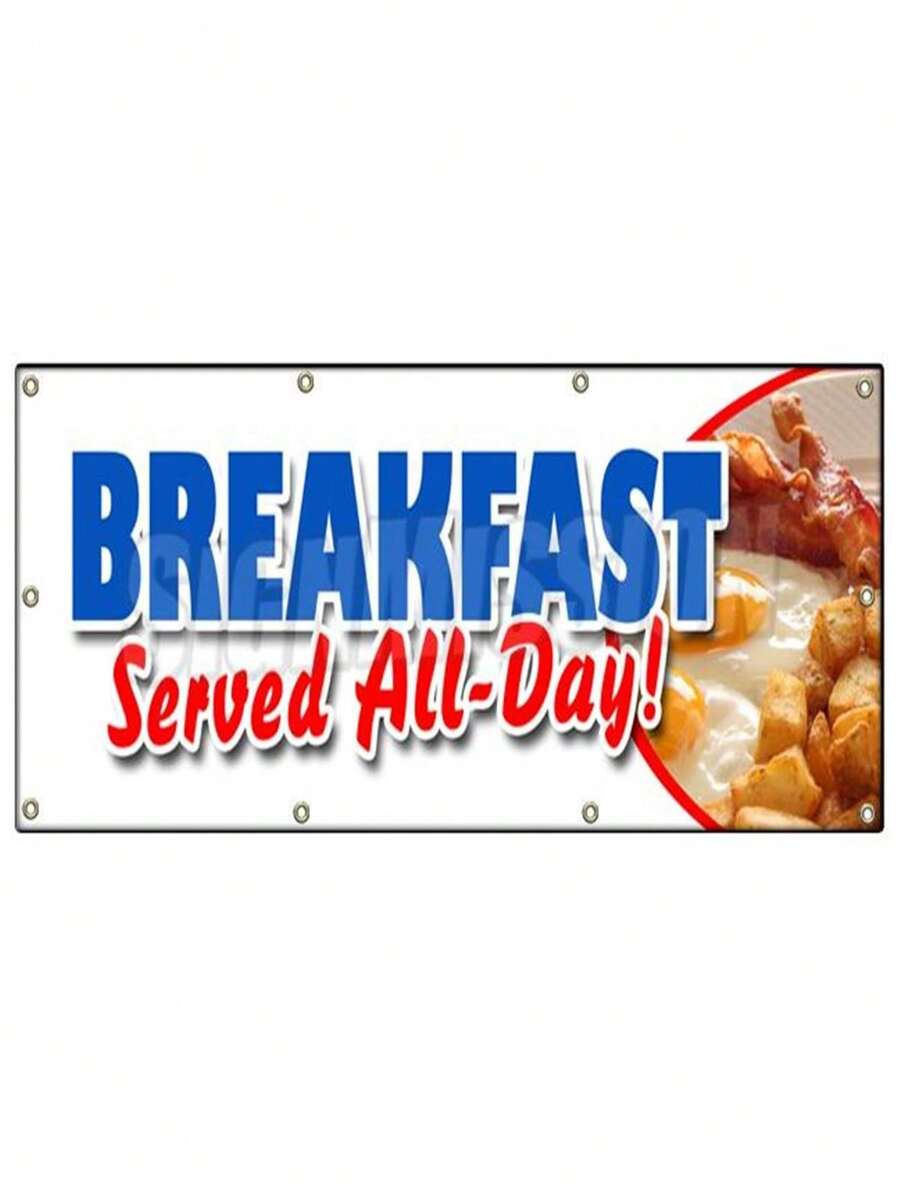 SignMission B-96 Breakfast Served All Day 36 X 96 In. Banner Sign ...