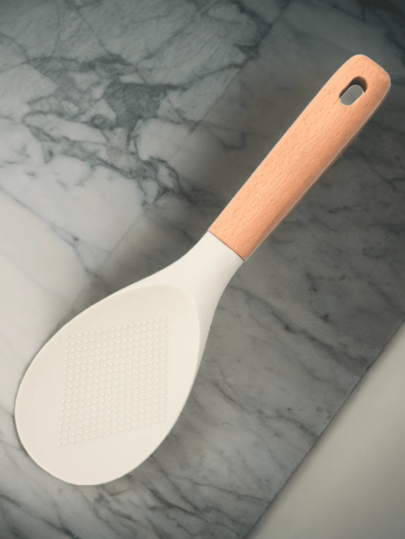 Heat Resistant Silicone Rice Ladle, Non-Stick Wooden Handle Rice Paddle ...